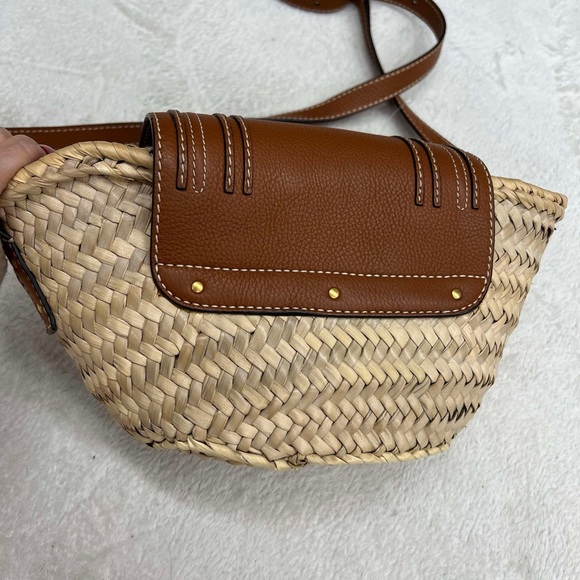 Bags | Chloe Marcie Raffia Rattan Shoulder Crossbody Bag Small Size ...